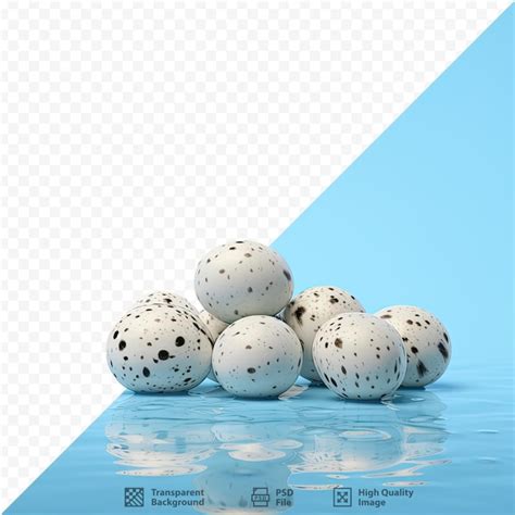 파란색 배경에 검은 점이 있는 흰색 공 모음입니다 프리미엄 Psd 파일