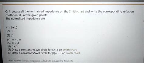 if possible do it on a smith chart q1 locate all the normalized