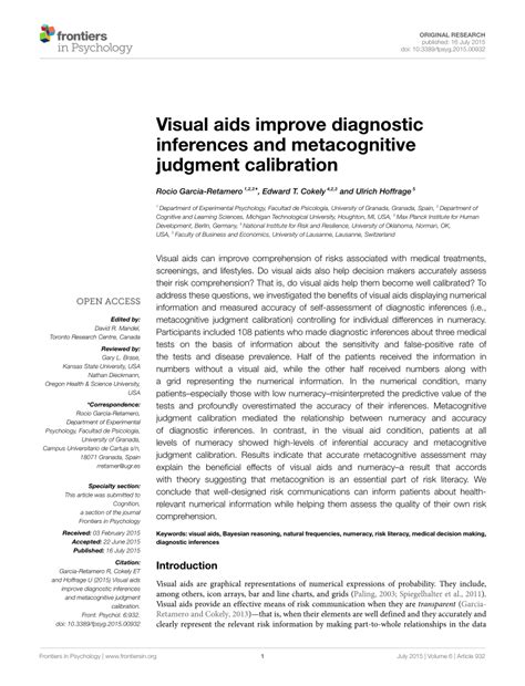 Pdf Visual Aids Improve Diagnostic Inferences And Metacognitive