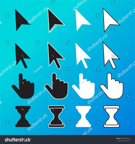 Vektor Stok Pixel Cursor Pointer Hand Arrow Hourglass Tanpa Royalti