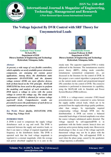 Pdf The Voltage Injected By Dvr Control With Srf Theory For