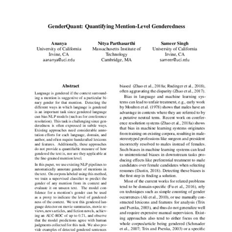 Genderquant Quantifying Mention Level Genderedness Acl Anthology