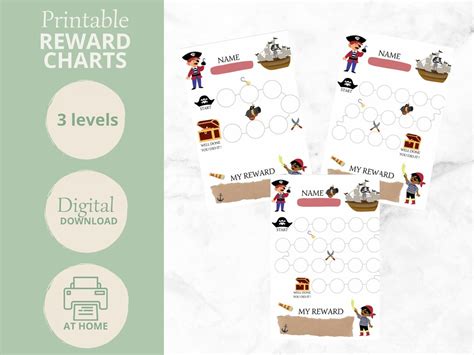 Tabla De Recompensas Imprimible Piratas De Tarjetas Para Niños