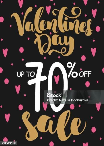 발렌타인의 날 판매 배너 또는 포스터 템플릿 현대 서 예과 마음의 벡터 일러스트 레이 션 2월에 대한 스톡 벡터 아트 및 기타 이미지 2월 가격 낮 Istock
