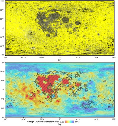 A Overview Of The Global Catalog Of Lunar Craters ≥1 Km Lu1319373 Download Scientific