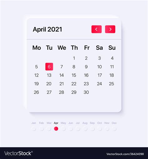 Ui Calendar Concept Gui For Mobile And Web Vector Image