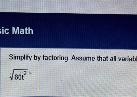 solved ic mathsimplify by factoring assume that all