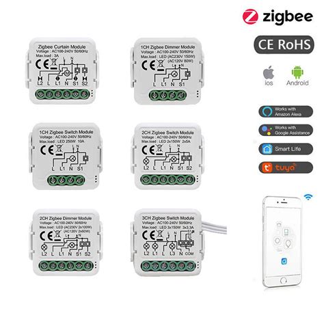 16a 250v Ethernet Mini Smart Light Dimmer Curtain Switch Module Zigbee Wifi Relay Switch With