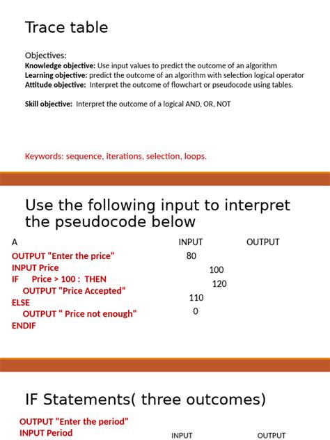 Trace Tables And Programing Pdf