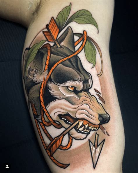 Neo Traditional Wolf Tattoo Design Bold Timeless Symbolism In Ink
