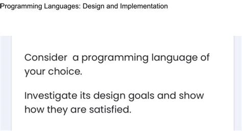 Solved Programming Languages Design And Implementation