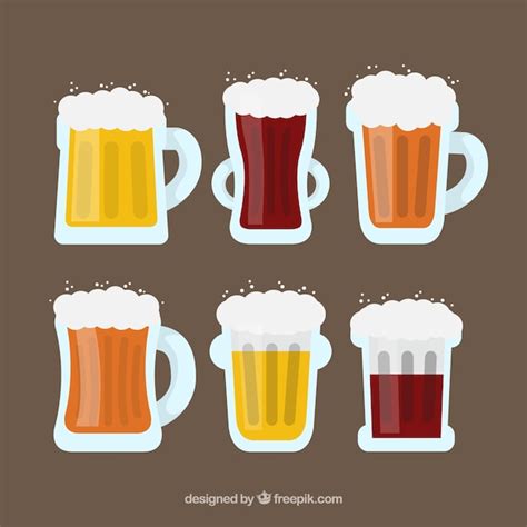Free Vector Flat Beer Glass And Mug Collection