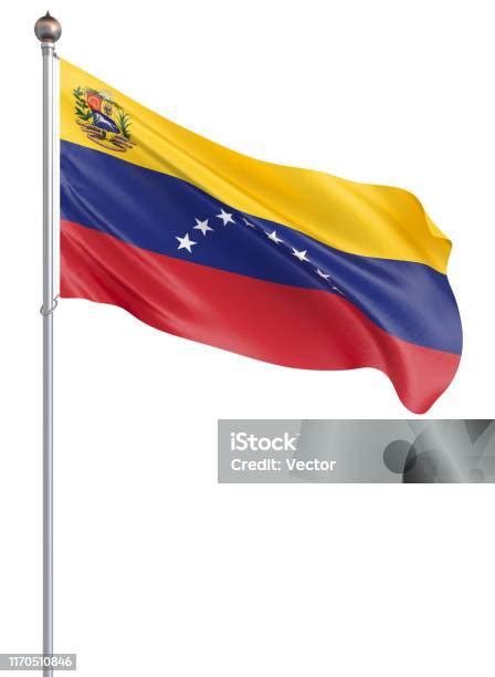 바람에 불고 베네수엘라 플래그 배경 텍스처입니다 3d 렌더링 웨이브 일러스트레이션 흰색에 격리 0명에 대한 스톡 사진 및 기타