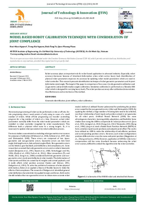 pdf model based robot calibration technique with consideration of