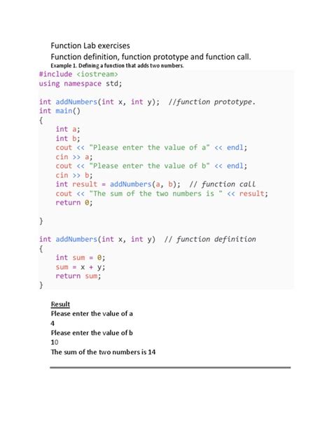Function Lab Exercises Pdf Namespace Function Mathematics