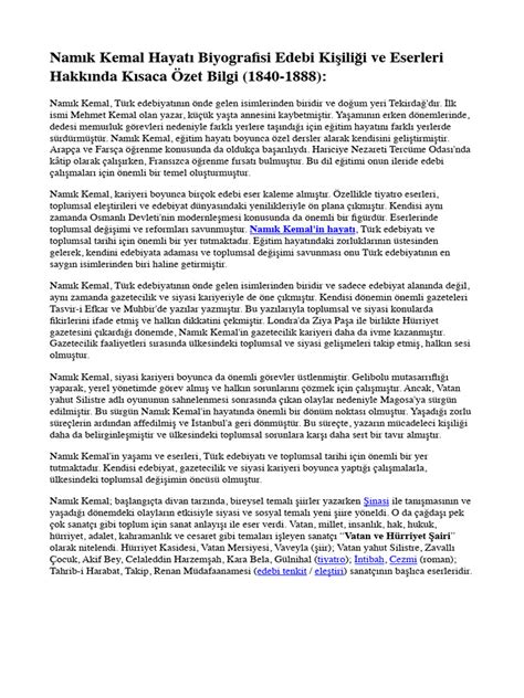 Namık Kemal Hayatı Eserleri Pdf