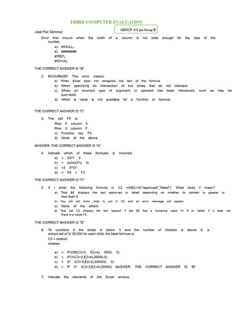 Excel Exam Pdf Microsoft Excel Function Mathematics