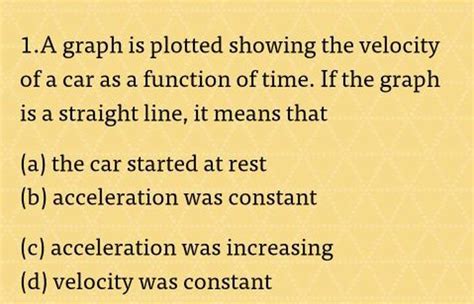 A Graph Is Plotted Showing The Velocity Of A Car As A Function Of Time I