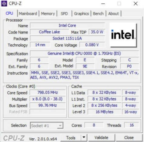 Intel Core I9 9900t Es Qqc0 1 7 Ghz E 35w Lga 1151 Cpu Processor Ebay
