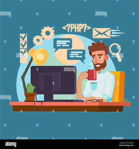 programmer man vector classic professional programmer man coding software programmer typing