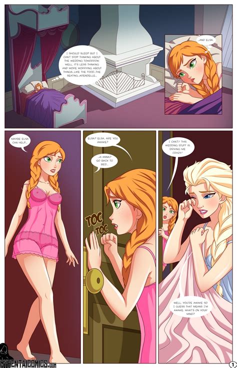 Rule 34 2girls 4 Panel Comic Anna Frozen Arabatos Barefoot Bedroom Blue Eyes Blush Braid