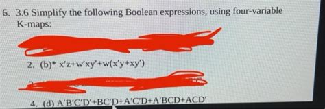 Solved 36 Simplify The Following Boolean Expressions Using