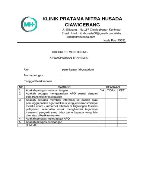 Checklist Monitoring Pdf
