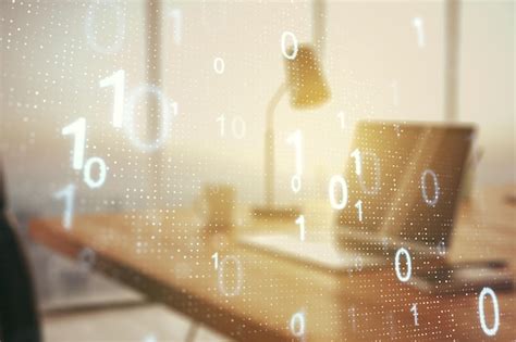 Premium Photo Creative Abstract Binary Code Sketch On Modern Laptop Background Hacking And