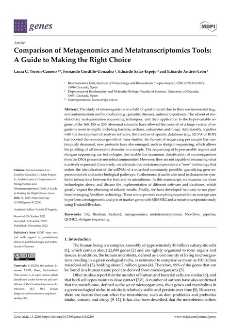 Pdf Comparison Of Metagenomics And Metatranscriptomics Tools A Guide To Making The Right Choice