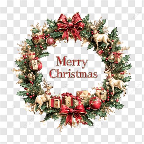 리본 선물과 순록 장식으로 된 축제 크리스마스 화환 크리스마스 화환 휴일 장식 축제 장식품 Png 일러스트 및 이미지 에 대한 무료 다운로드 Pngtree