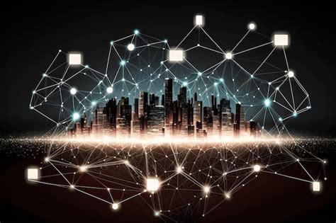 Premium Photo A Cityscape With Cubes And A Cityscape In The Background