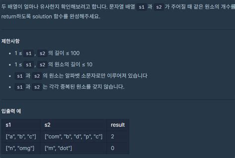 프로그래머스 배열의 유사도python