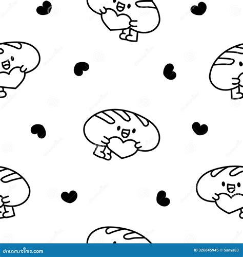 Cartoon Happy Bread Coloring Page 326845945