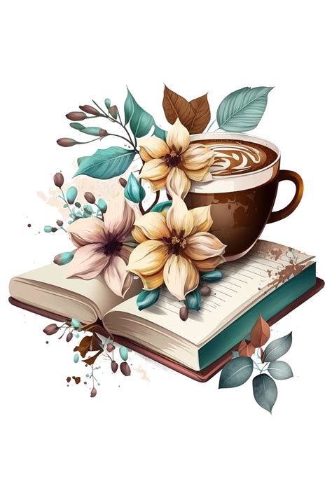 Book Coffee And Flowers Книга кофе и цветы Png Цветочное искусство Художественное