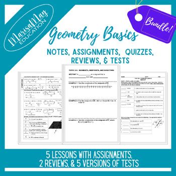 Geometry Basics Unit 5 Lessons W Quizzes Reviews Tests TPT