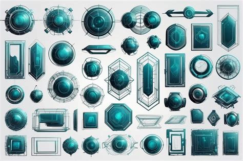 Premium Photo Big Collection Of Retro Futuristic Elements For Design Abstract Set Of Frames 3d