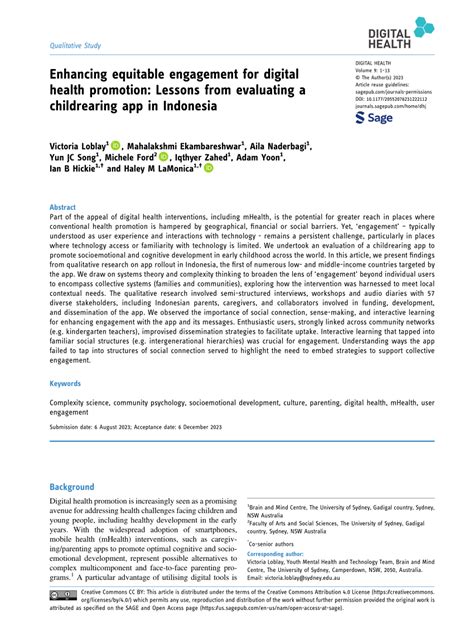 Pdf Enhancing Equitable Engagement For Digital Health Promotion