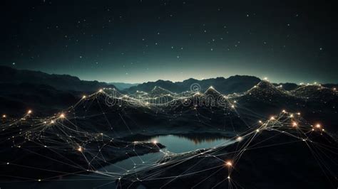 Interconnected Technology Complex Background Of Lines And Nodes Stock Illustration