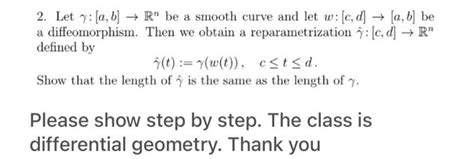 Solved Let γ a b Rn be a smooth curve and let Chegg