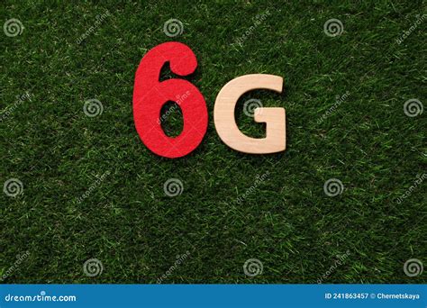 6g Technology Internet Concept Number And Letter On Green Grass Flat