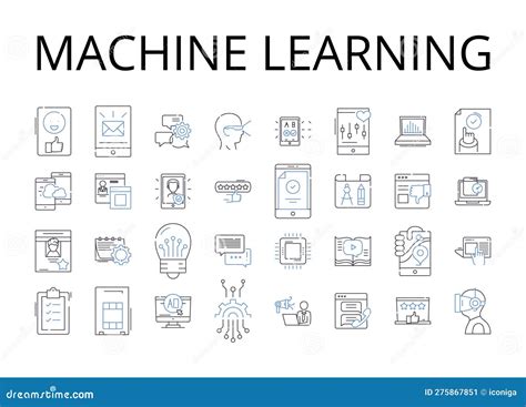 Machine Learning Line Icons Collection Artificial Intelligence Automated Learning Data Mining