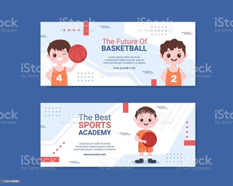 농구 아카데미 키즈 소셜 미디어 배너 템플릿 만화 배경 벡터 일러스트 레이 션 경기 스포츠에 대한 스톡 벡터 아트 및 기타