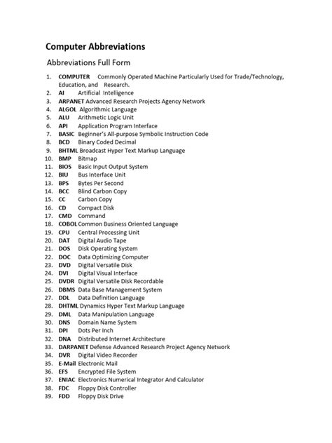 Computer Abbreviations Pdf Disk Storage Computer Network