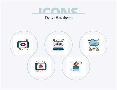 Data Analysis Line Filled Icon Pack 5 Icon Design Label Focus Graph