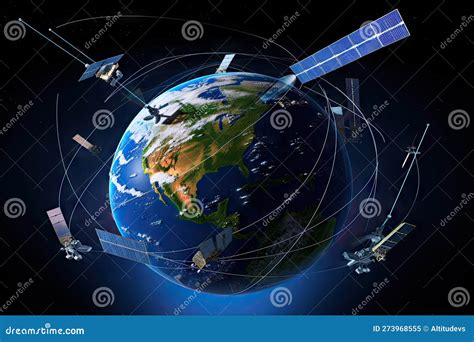 High Speed Satellite Data Transmission From Space To Earth Stock Illustration Illustration Of