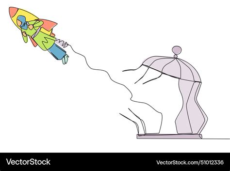 Continuous One Line Drawing Arabian Businesswoman Vector Image