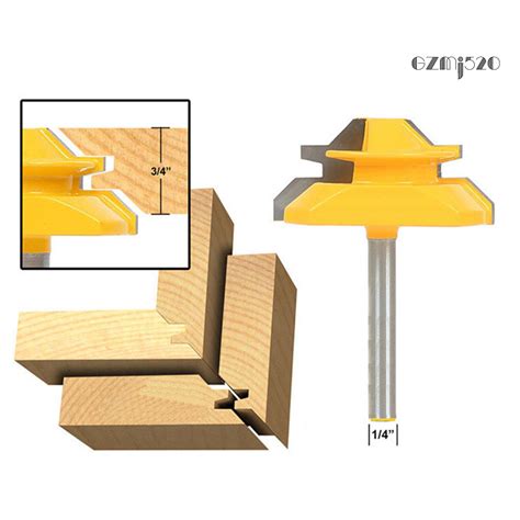 [gzmj] 45 องศาล็อค Miter Router Bit งานไม้ Tenon Milling Cutter อุปกรณ์เสริมเครื่องมือ Shopee