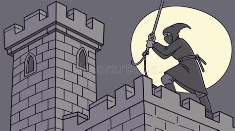 Medieval Assassin Scaling Castle Stealth Mission Espionage And
