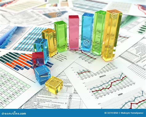 Business Concept Three Dimensional Graph And Charts Stock Illustration