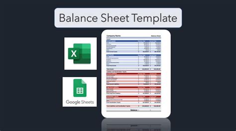 Balance Sheet Template Google Sheets Excel Etsy